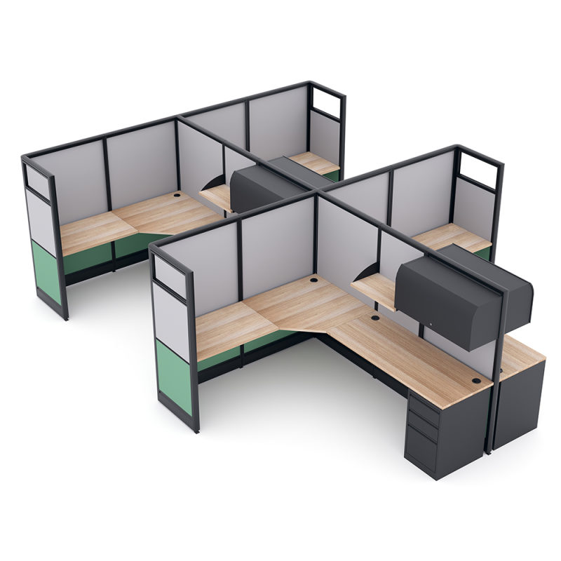 L-Shaped Cubicle Workspaces | Emerald Cubicle Collection | 8x6x65"H