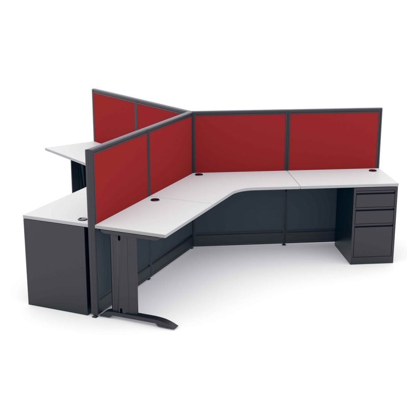 Workstation Pods | 3-Person | Emerald Cubicle Collection | 3x3x52"H