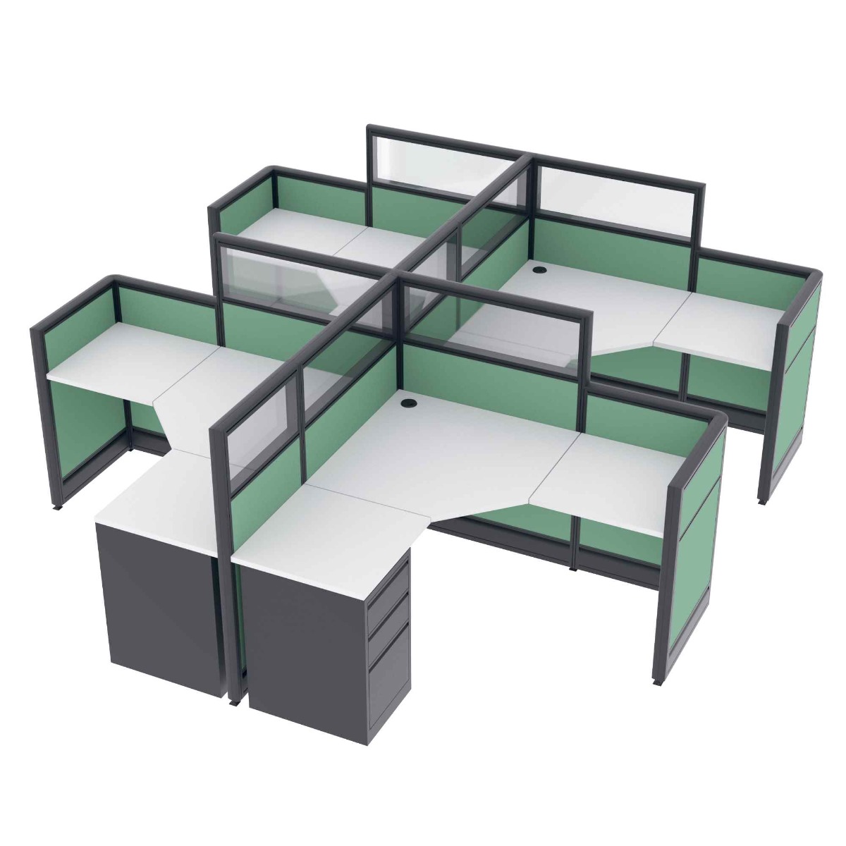 Modern L-Shaped Cubicle Workstations | Emerald Collection | 5x5x52-39