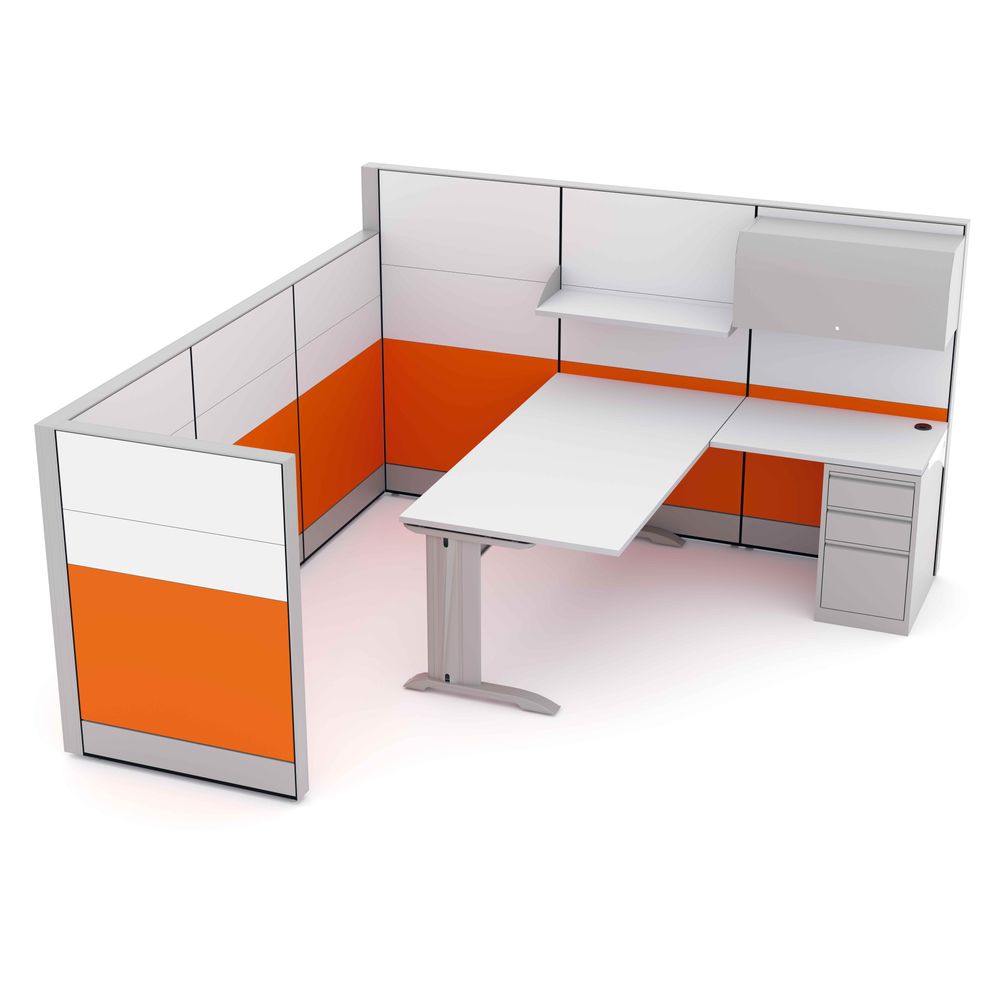 Executive Office Cubicle with L-Shaped Desk 9'W x 9'D x 65-52"H