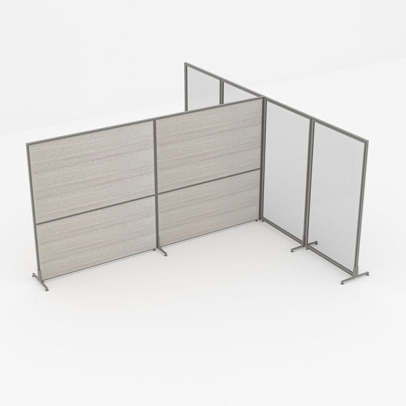 Modern T-Shaped Office Partition | SAPslim Cubicle | 10'x12'x65"H