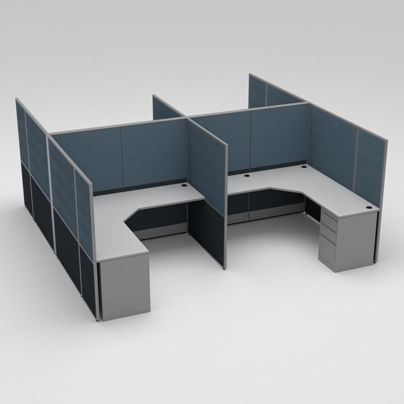 Modular L-Shaped Cubicle | Emerald Collection | 6x7x65-52-39"H
