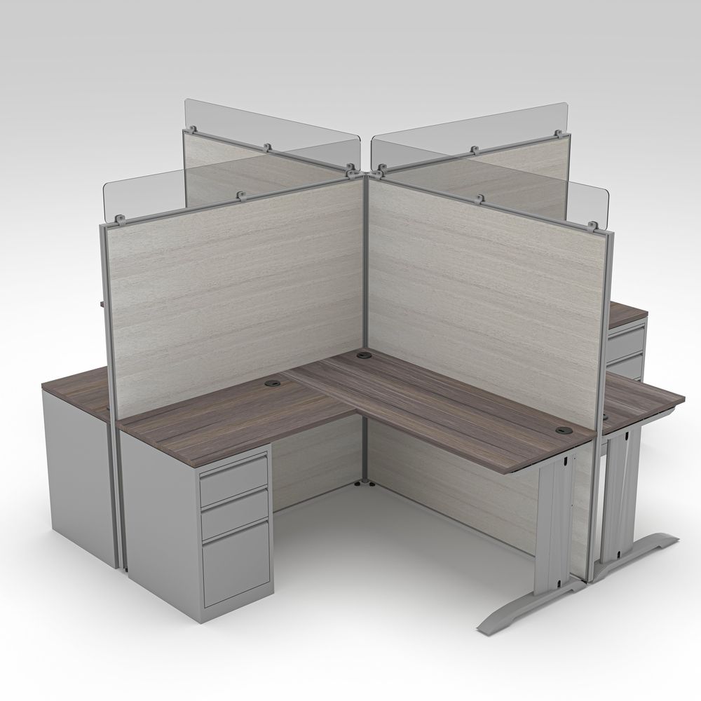 4-Person L-Shaped Cubicle Workstations | SAPslim Cubicle System ...