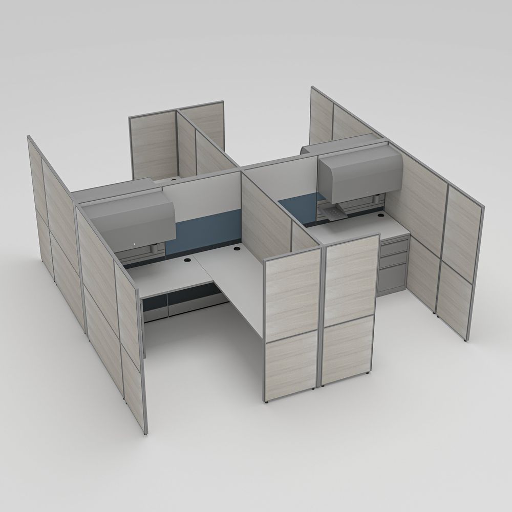 Cubicle Workstations | L-Shaped | 4-Person | 6x6x65"H