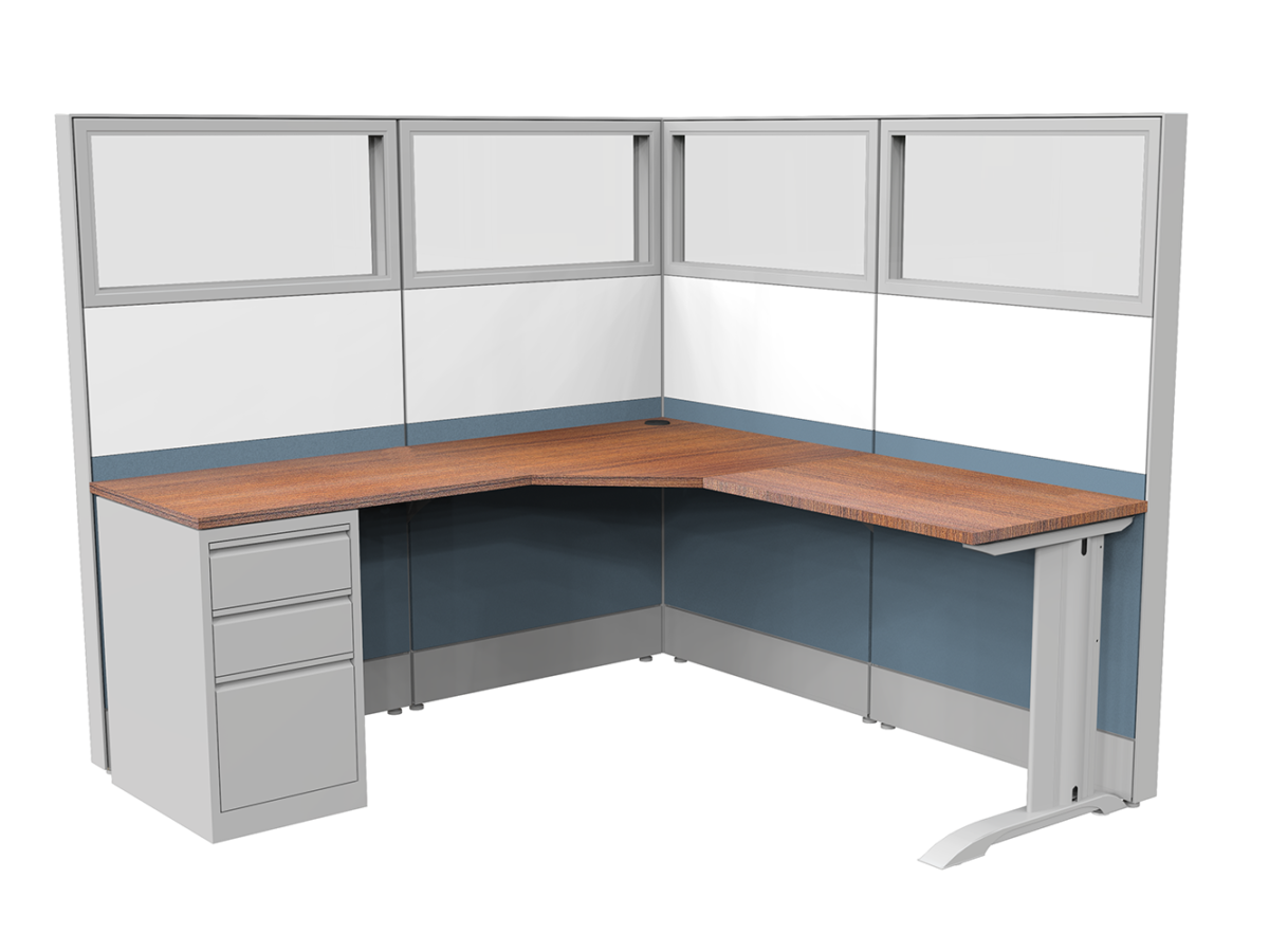 Modern Cubicle Workstation with Desk Sapphire Cubicle System 6x6x65 H