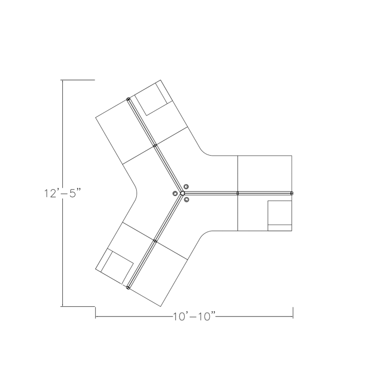 Workstation Pods | 3-Person | Emerald Cubicles | 3x3x52"H