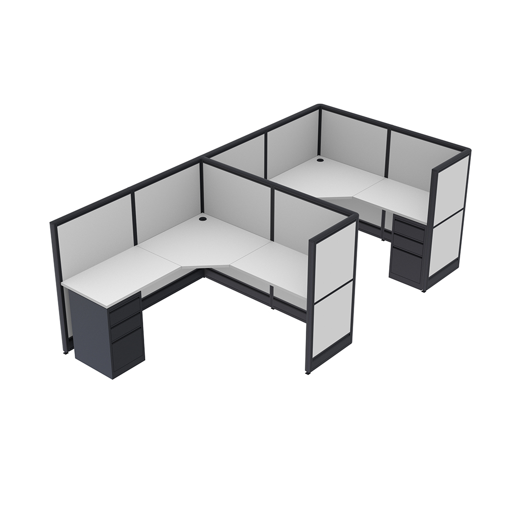 L-Shaped Cubicles with Storage | 2-Person | 6x6x52"H