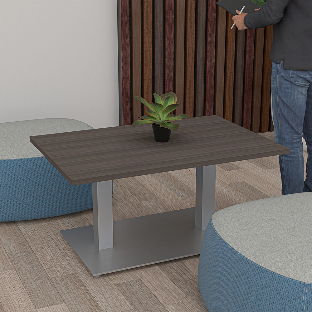 Modern Office Coffee Table With Double Post Metal Base