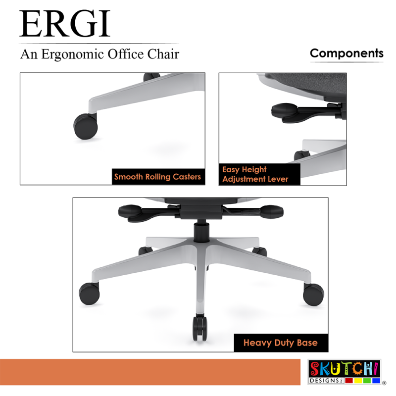 Ergi Ergonomic Executive Office Chair | Adjustable Contoured Back ...