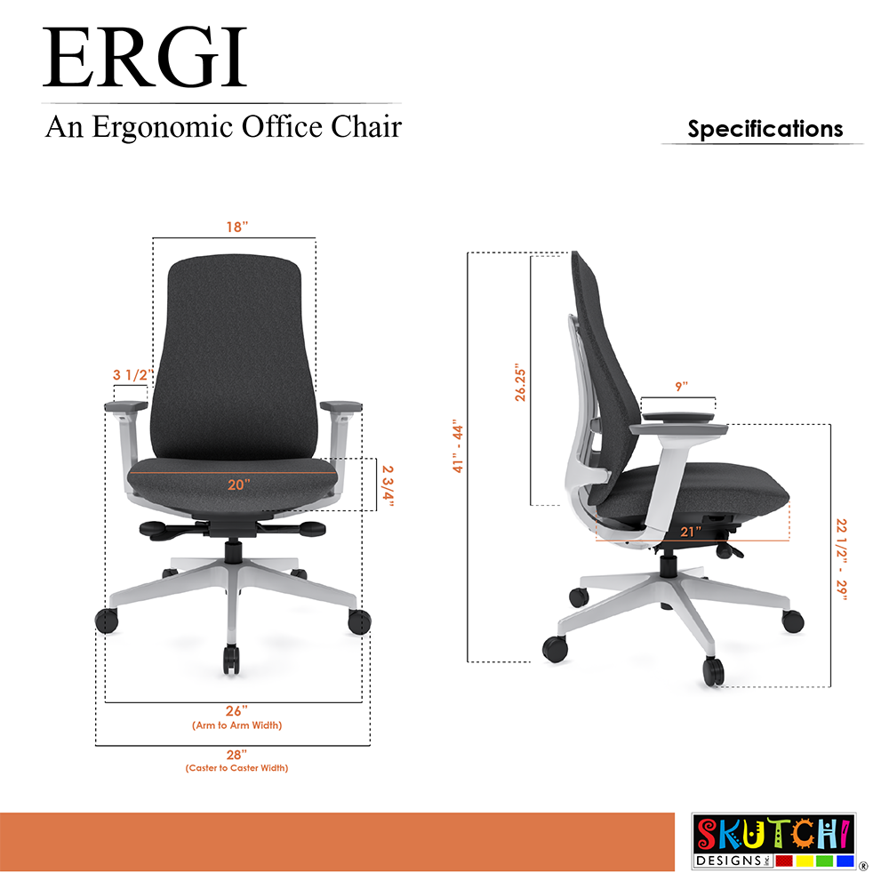 Ergi Ergonomic Executive Office Chair | Adjustable Contoured Back ...